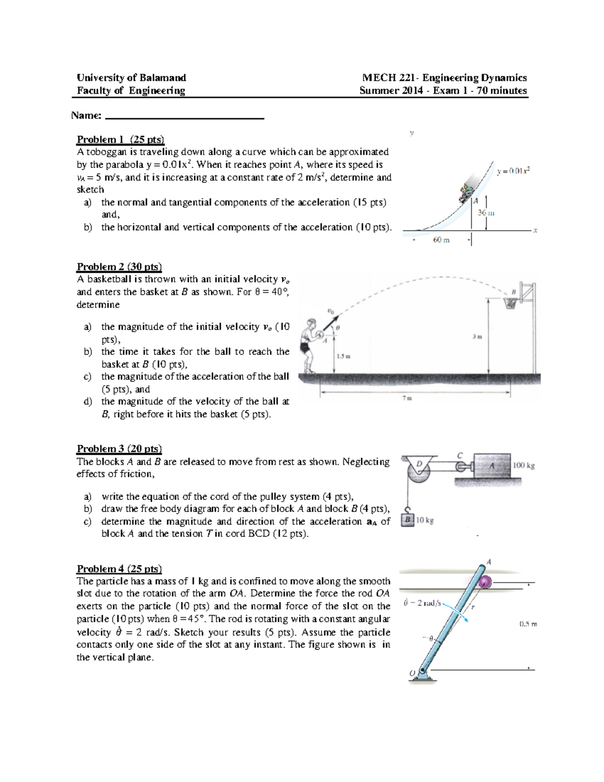 Exam July Summer 2014, questions and answers - University of Balamand ...