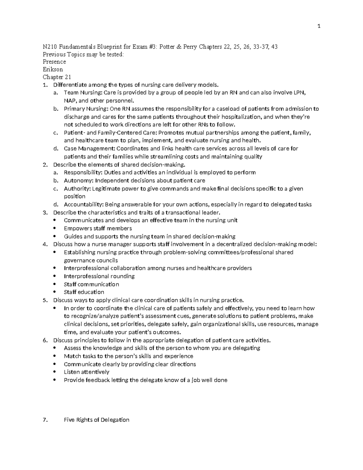 NURS 210 Exam 3 Blueprint 2 - N210 Fundamentals Blueprint for Exam #3 ...