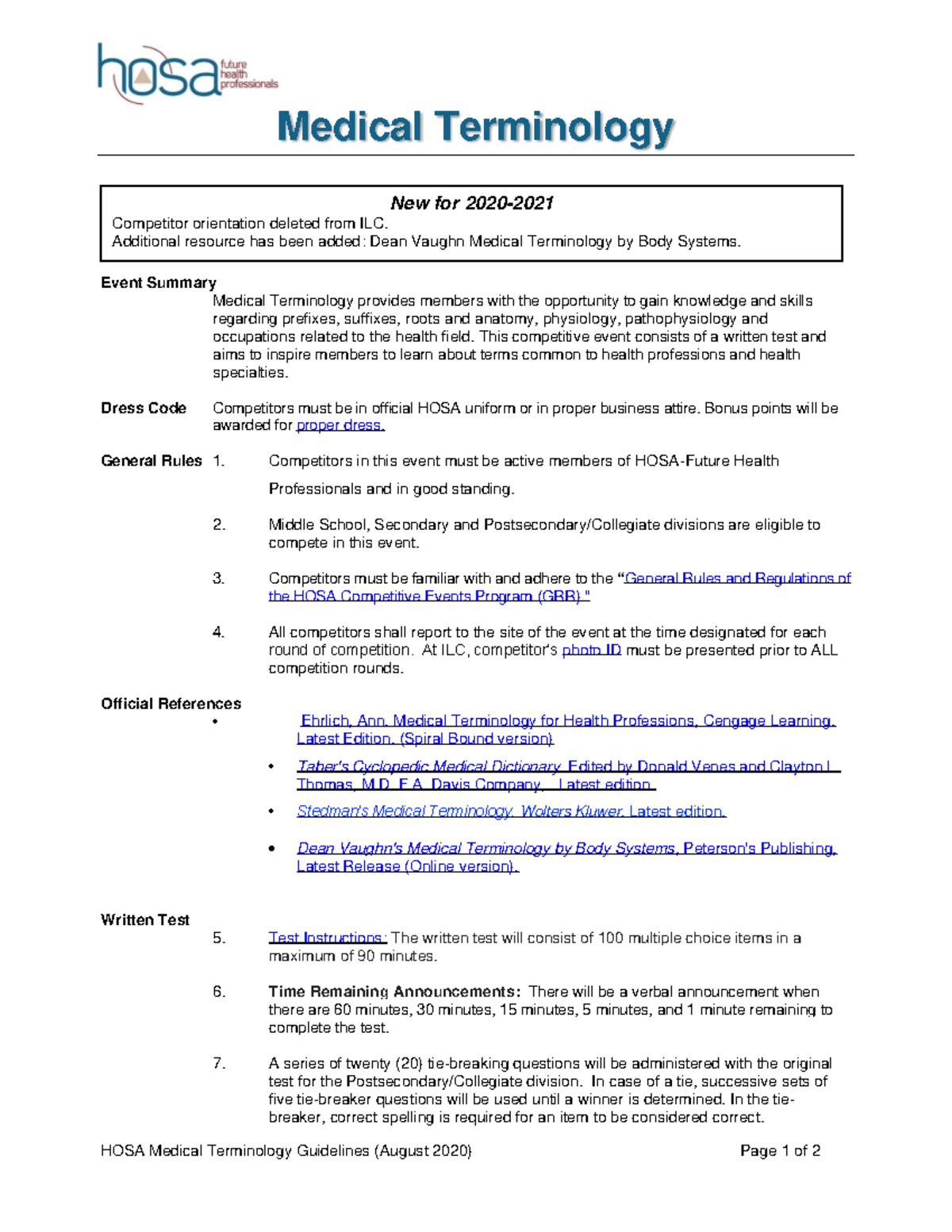 HOSA Canada- Overview of Medical terminology - Studocu