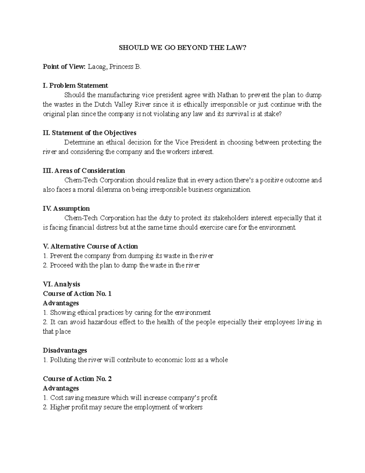 Should WE GO Beyond THE LAW Laoag Princess B - SHOULD WE GO BEYOND THE ...