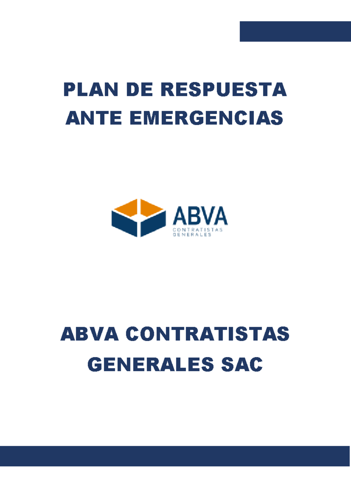 Plan de Respuesta ante Emergencias - PLAN DE RESPUESTA ANTE EMERGENCIAS ...