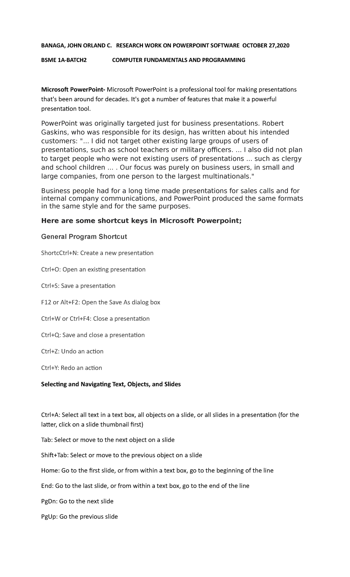 Banaga JOHN Orland Research WORK PPT - Computer Fundamentals and Programming - PangSU - Studocu