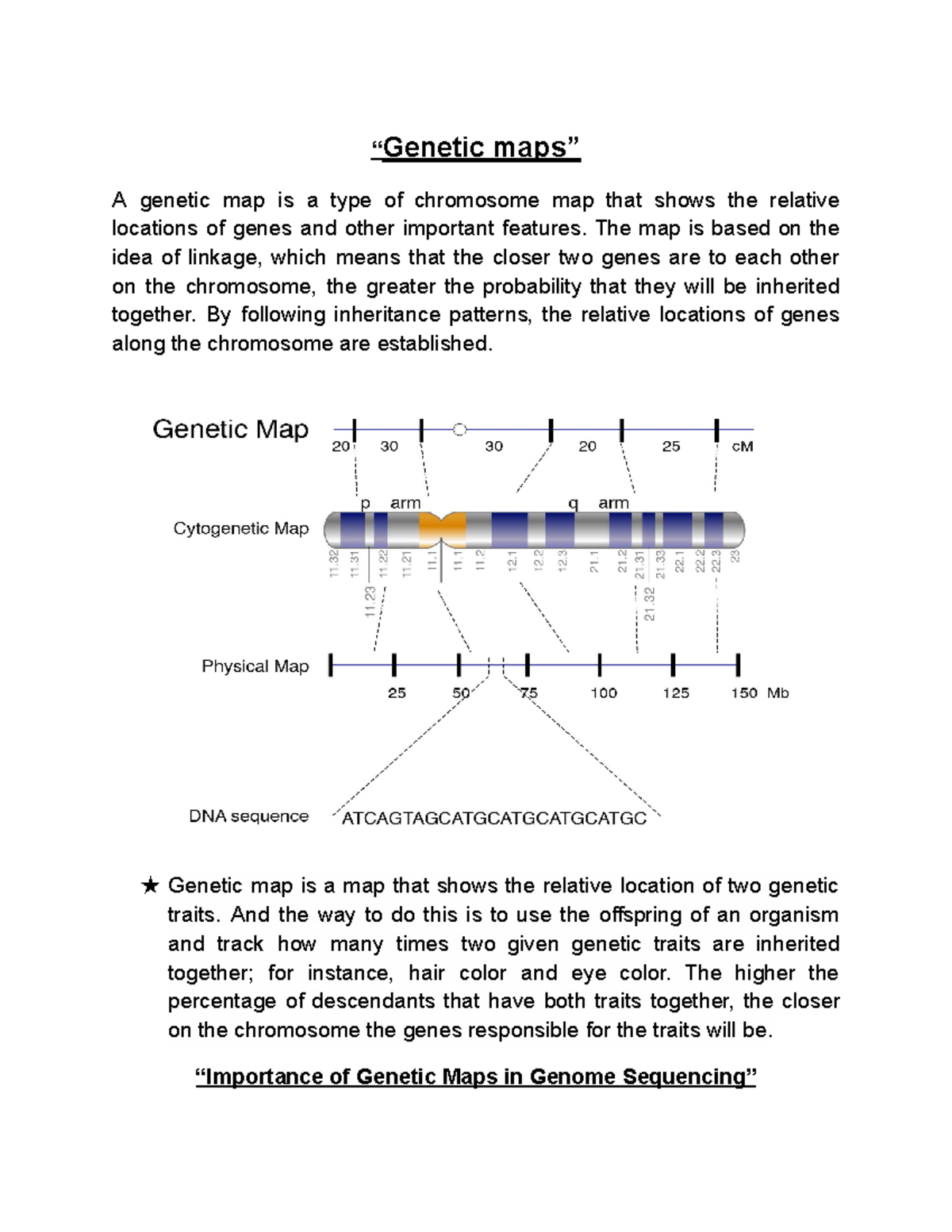 Genome Sequencing and Assembly - Genetic Maps - “Genetic maps” A ...