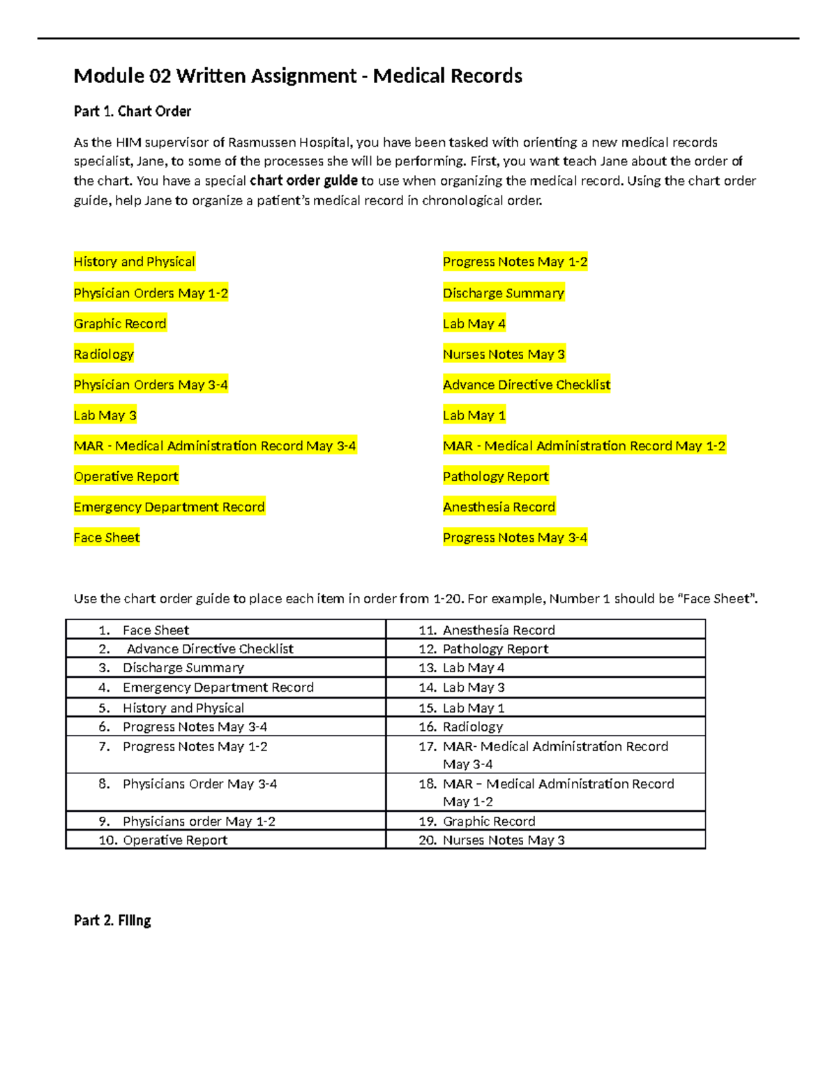 Medical Records 111517 - Module 02 Written Assignment - Medical Records ...