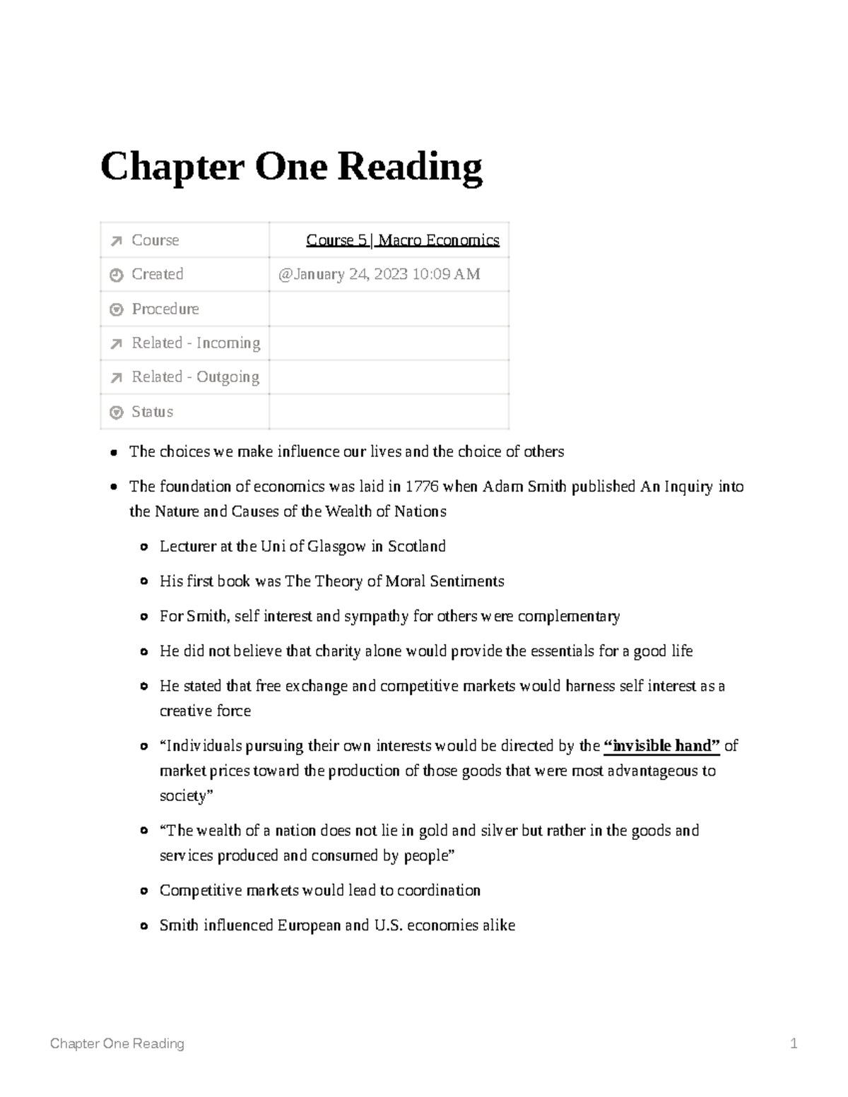 Chapter One Reading - Macroeconomics is the branch of economics that ...