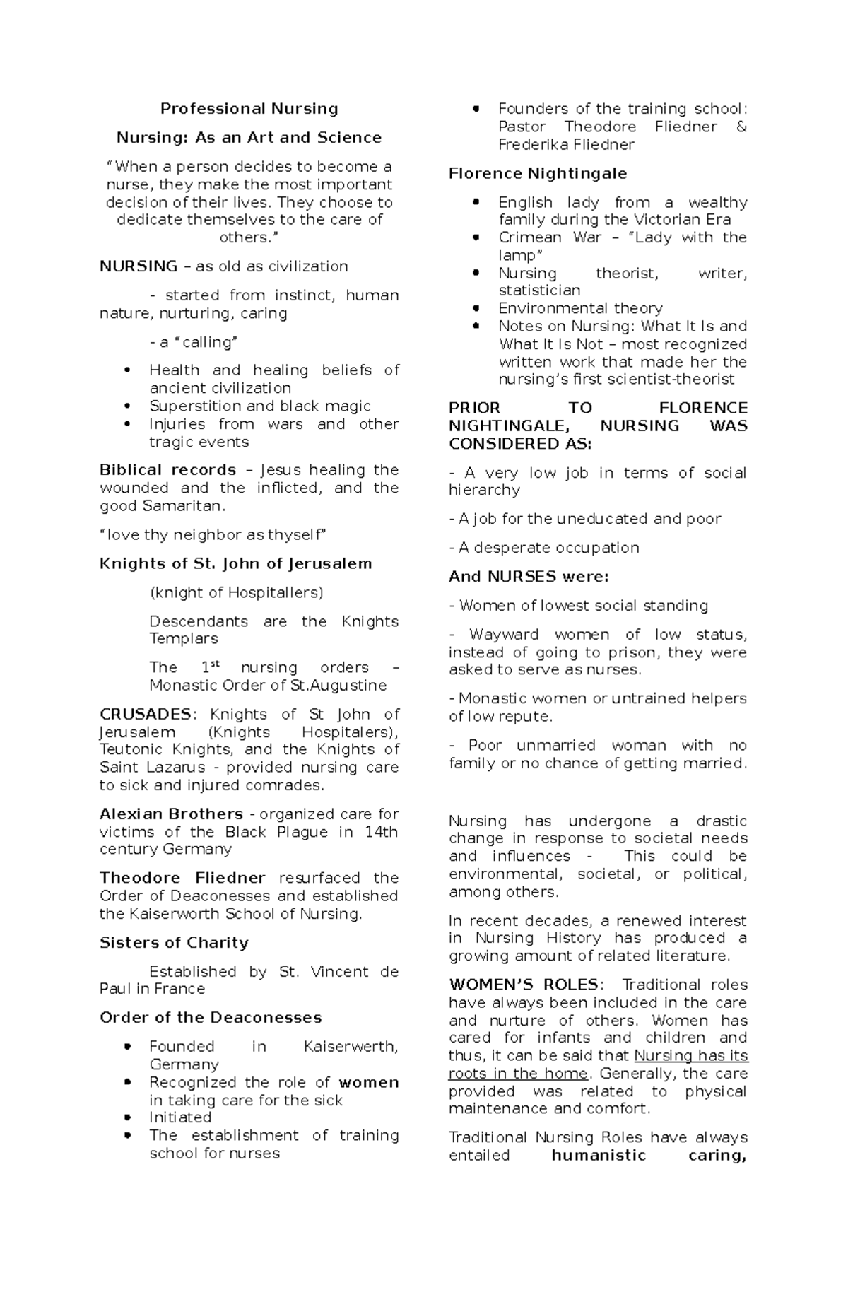 Reviewer - Professional Nursing Nursing: As an Art and Science “When a ...