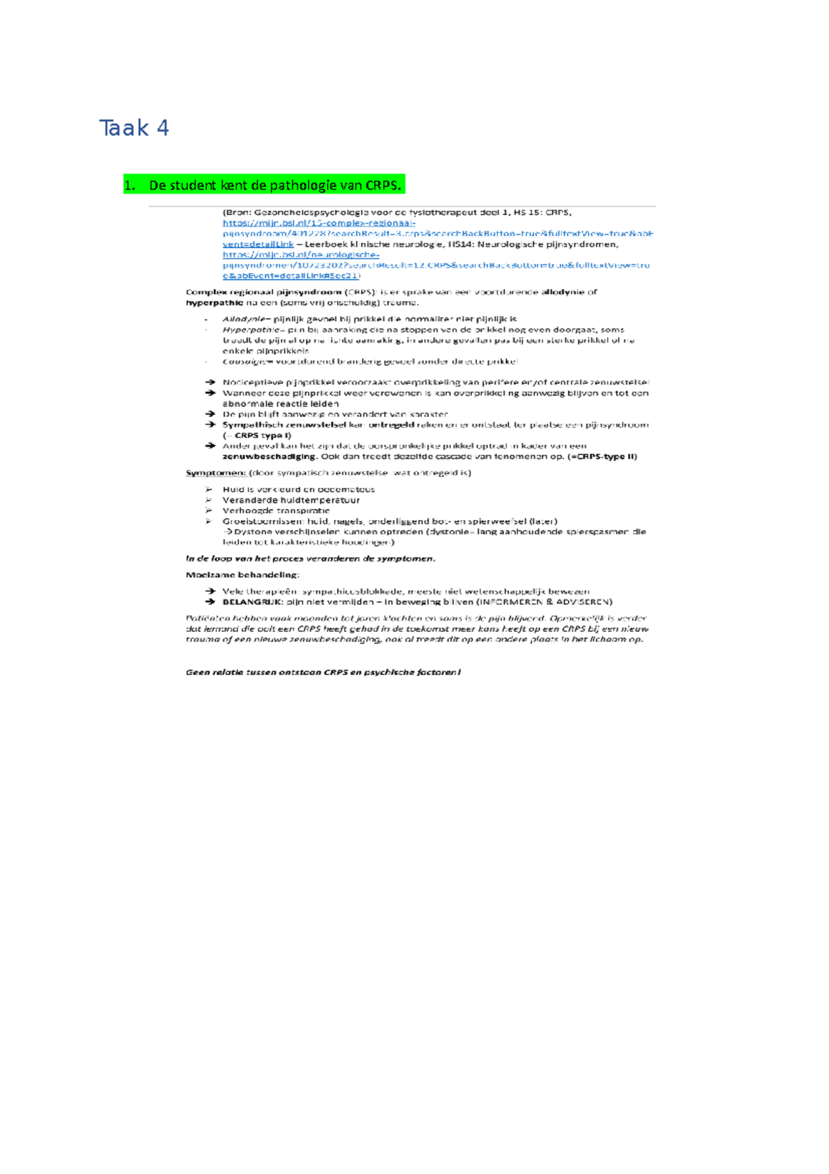 Taak 4 - Dit is de OWG van blok 6 taak 4. - Taak 4 1. De student kent ...