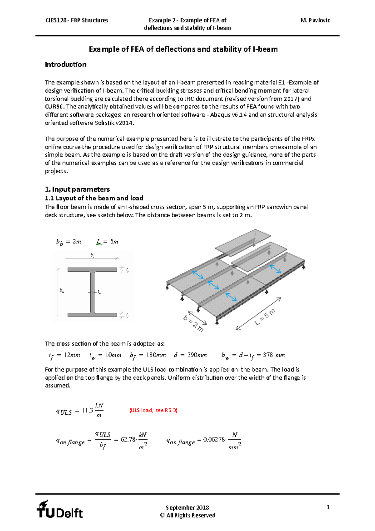 E2 - Example of FEA of deflections and stability of I-beam - Pavlovic ...