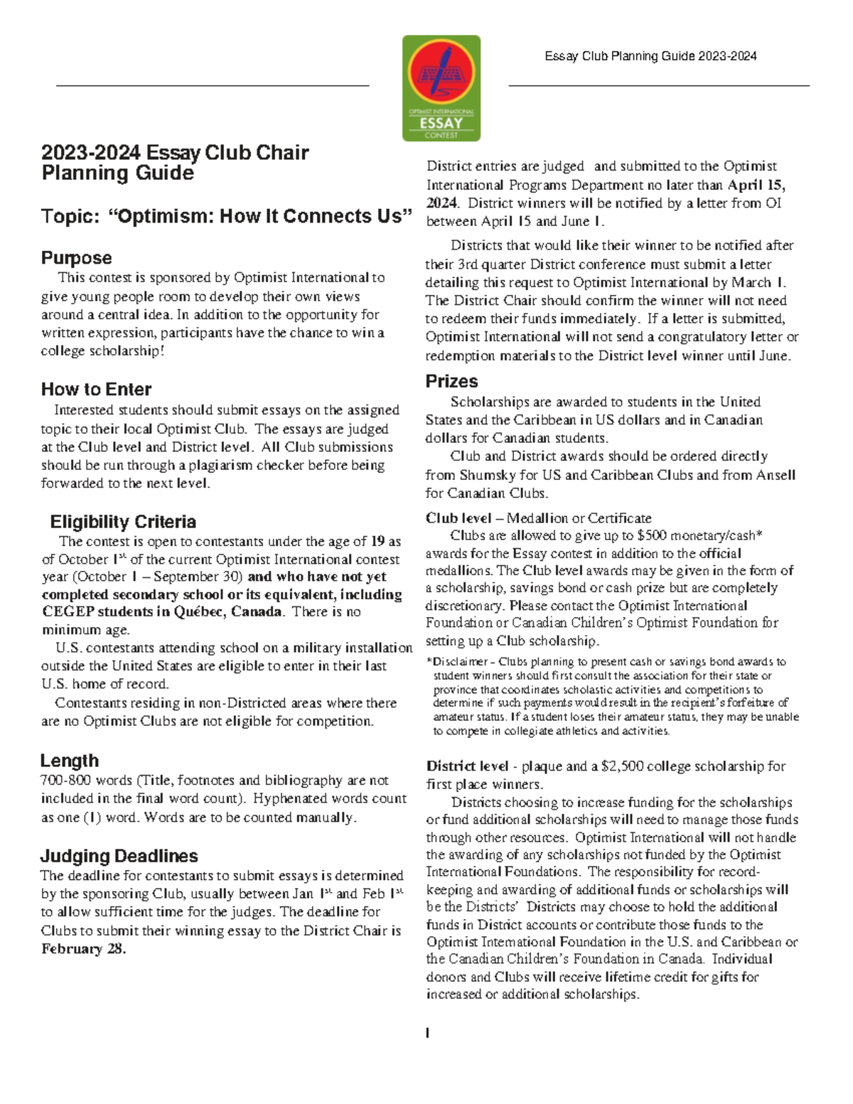 23-24 Essay Club Planning Guide 230916 2018 40 - ® Essay Club Planning ...