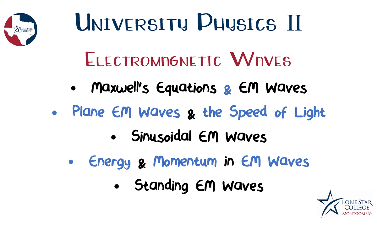 32 - Electromagnetic Waves - University Physics II • Maxwell’s ...