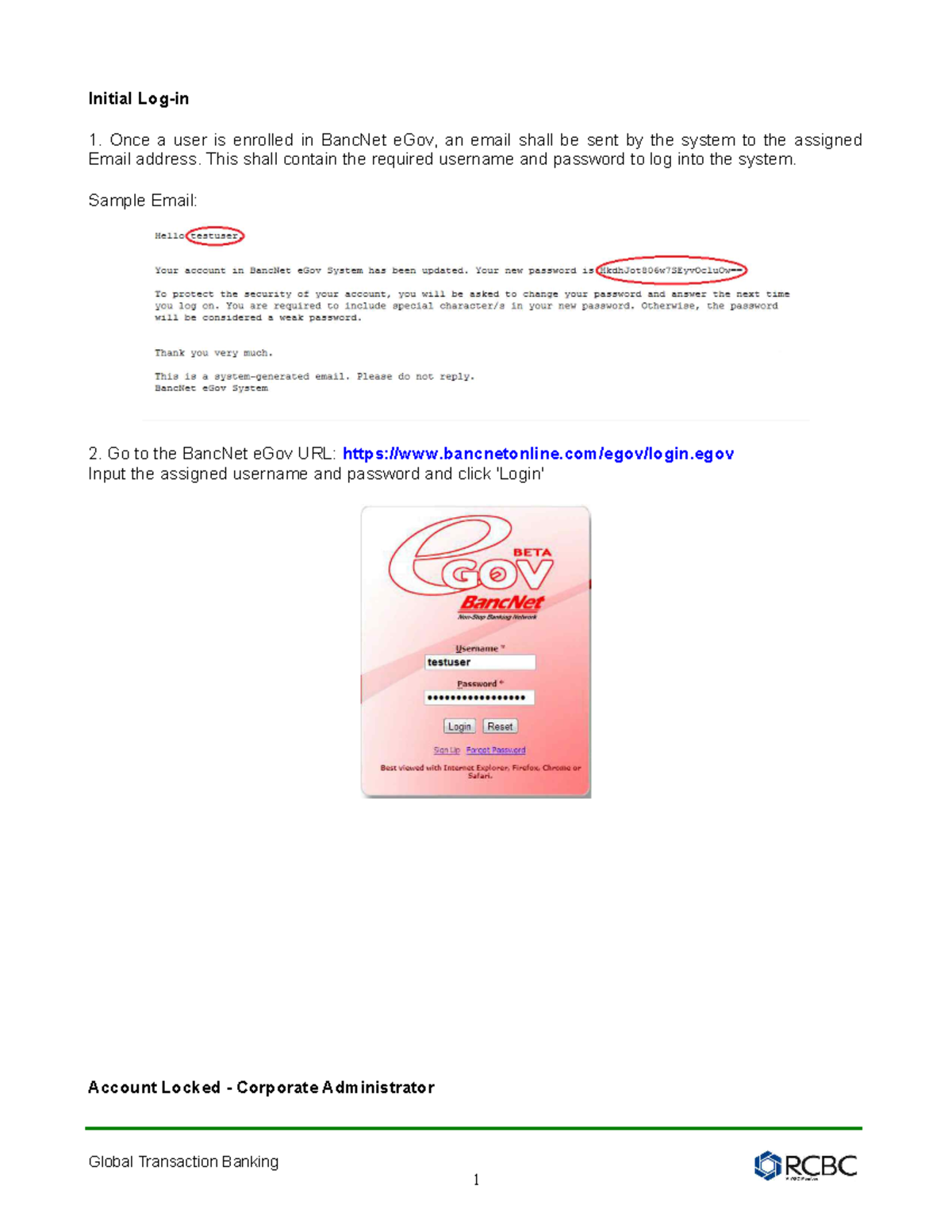 E Gov How to Log In - eGOV guide - Initial Log-in 1. Once a user is ...