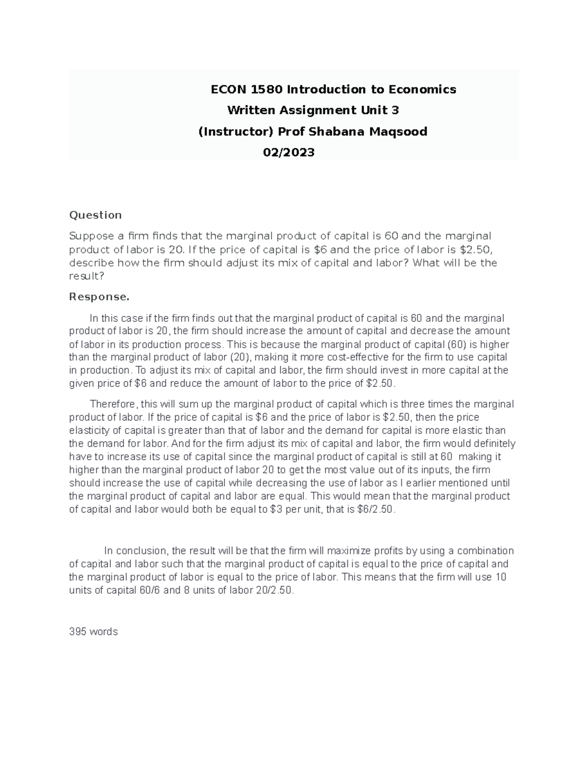 ECON 1580 Introduction to Economics Assi Unit3 - ECON 1580 Introduction ...