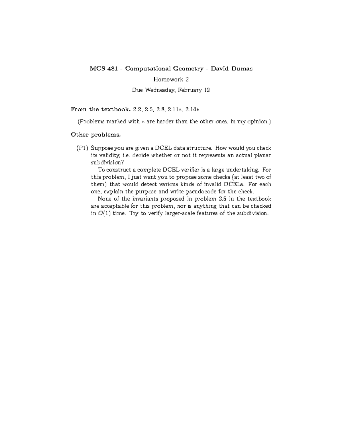 MCS 481 - Computational Geometry HW2 - MCS 481 Computational Geometry ...