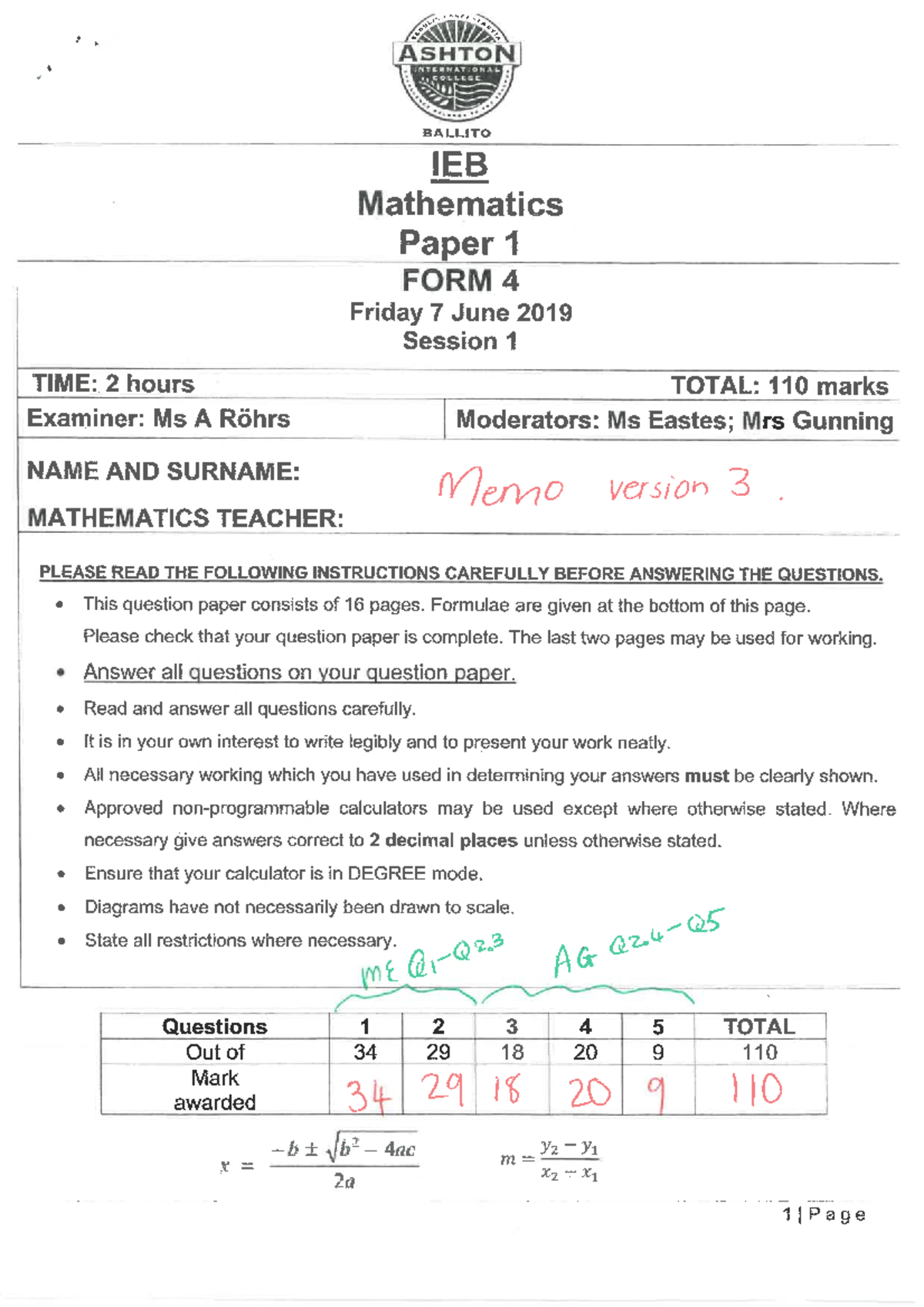 2019 Grade 11 paper 1 June MG - ASHTON INTERNATIONAL COLLEGE INSURANCE ...