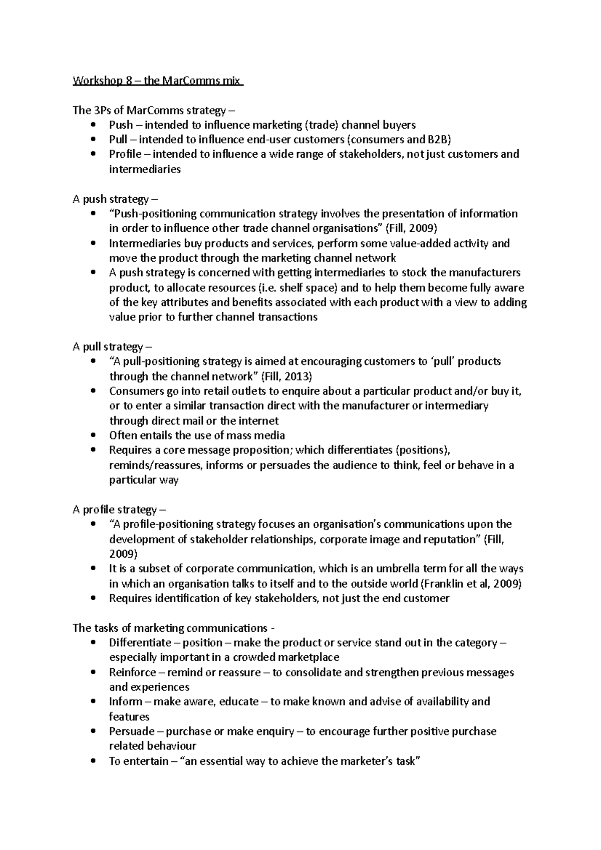 Workshop 8 - advertising - Workshop 8 – the MarComms mix The 3Ps of ...