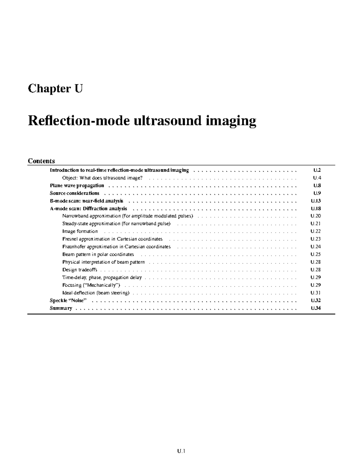 Lecture notes, lecture U - reflection-mode ultrasound imaging - Chapter ...