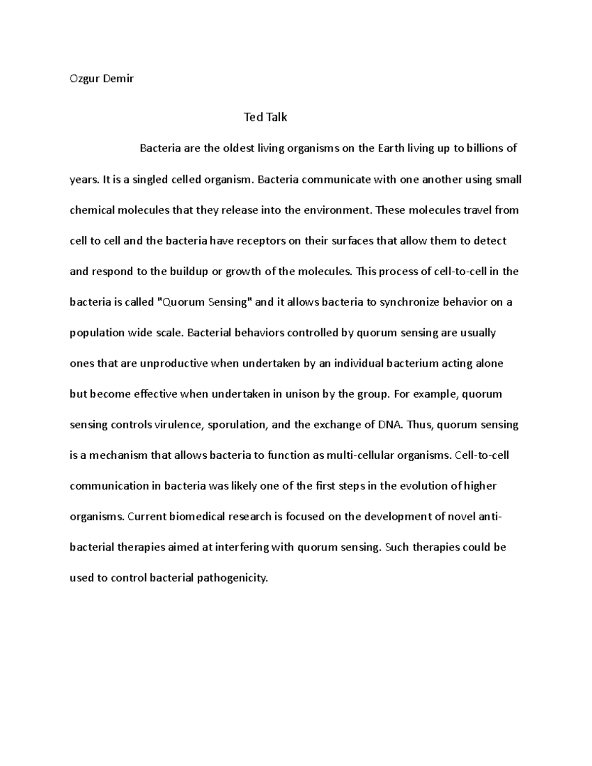 Ted Talk Bacteria - dddd - Ozgur Demir Ted Talk Bacteria are the oldest ...