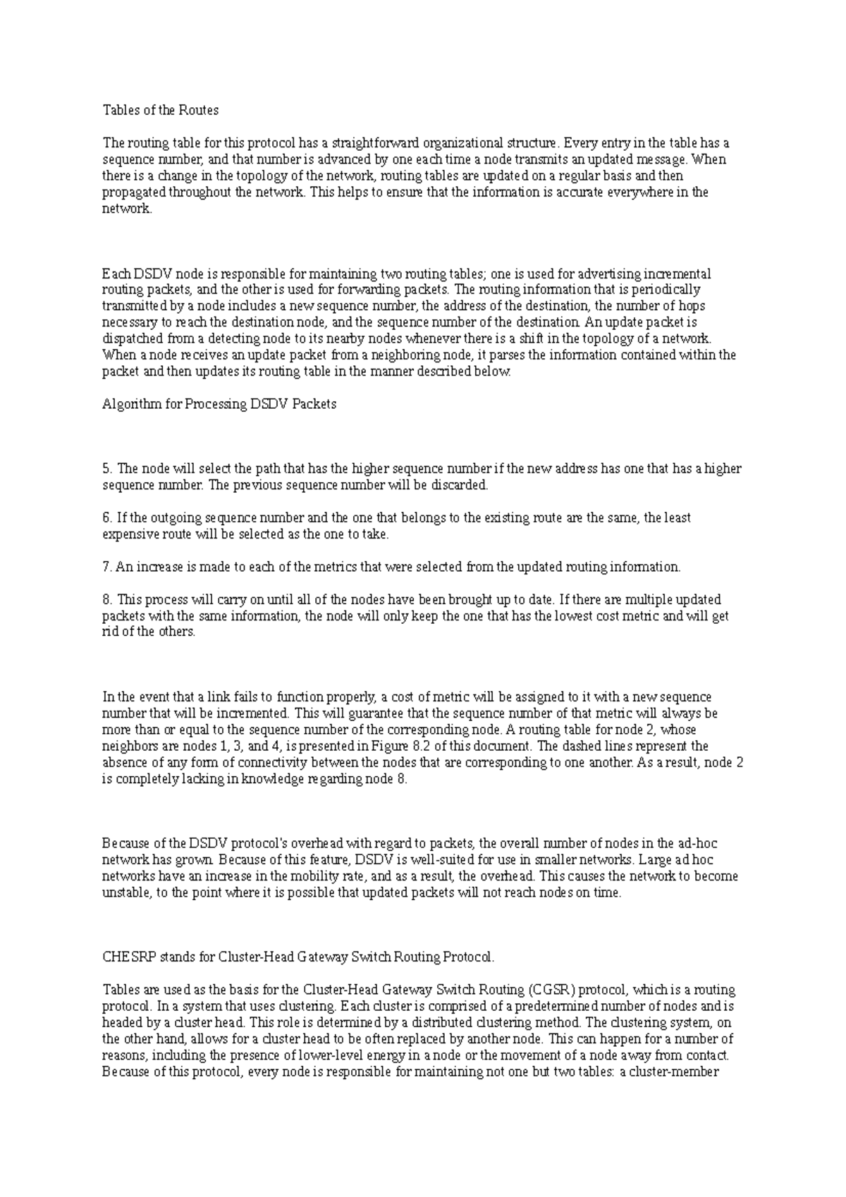 Part 3 Mobile Ad Hoc Networks And Wireless Sensor Neworks Tables Of The Routes The Routing