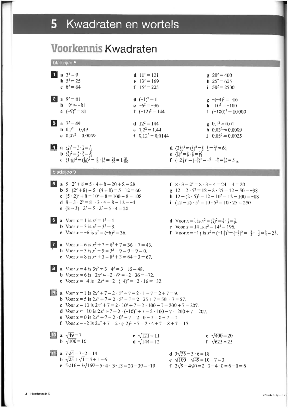 H2 hdst 5 uitwerkingen (2) - 5 Kwadraten en wortels Voorkennis ...