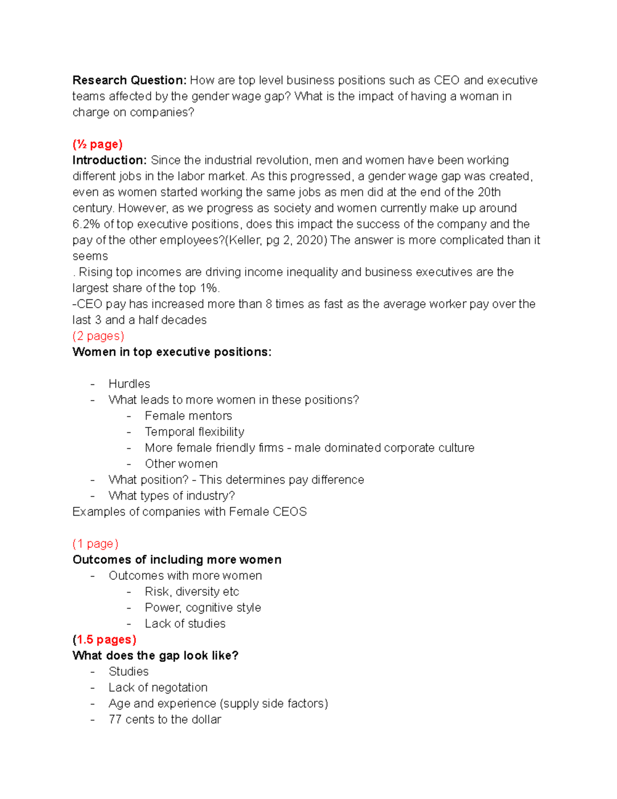 Term Paper Outline - Research Question: How are top level business ...