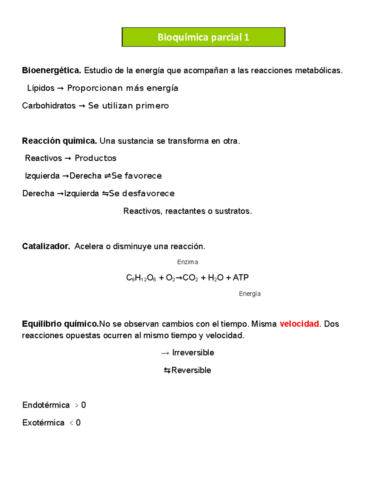Bioquímica repaso parcial 1 - parcial 1 Estudio de la que a las ...