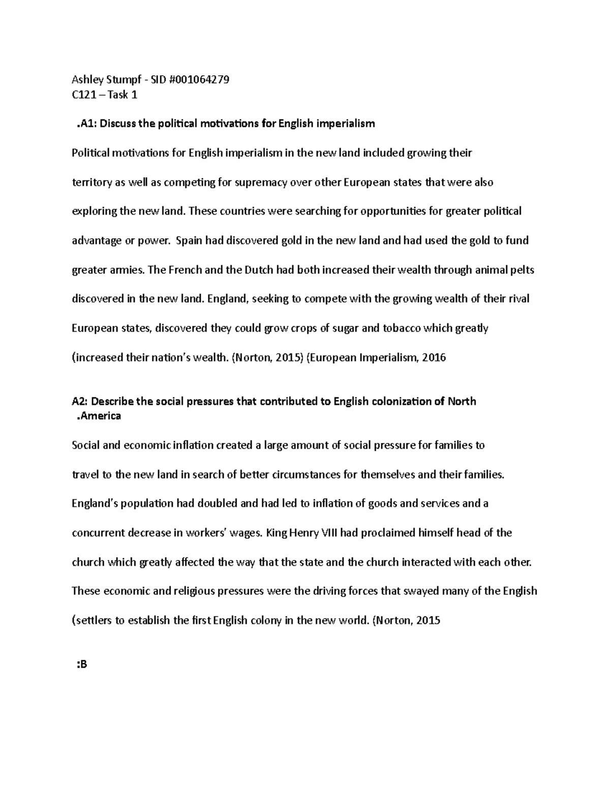 C121 - Task 1 - Grade: Pass - Ashley Stumpf - SID #001064279C121 – Task ...