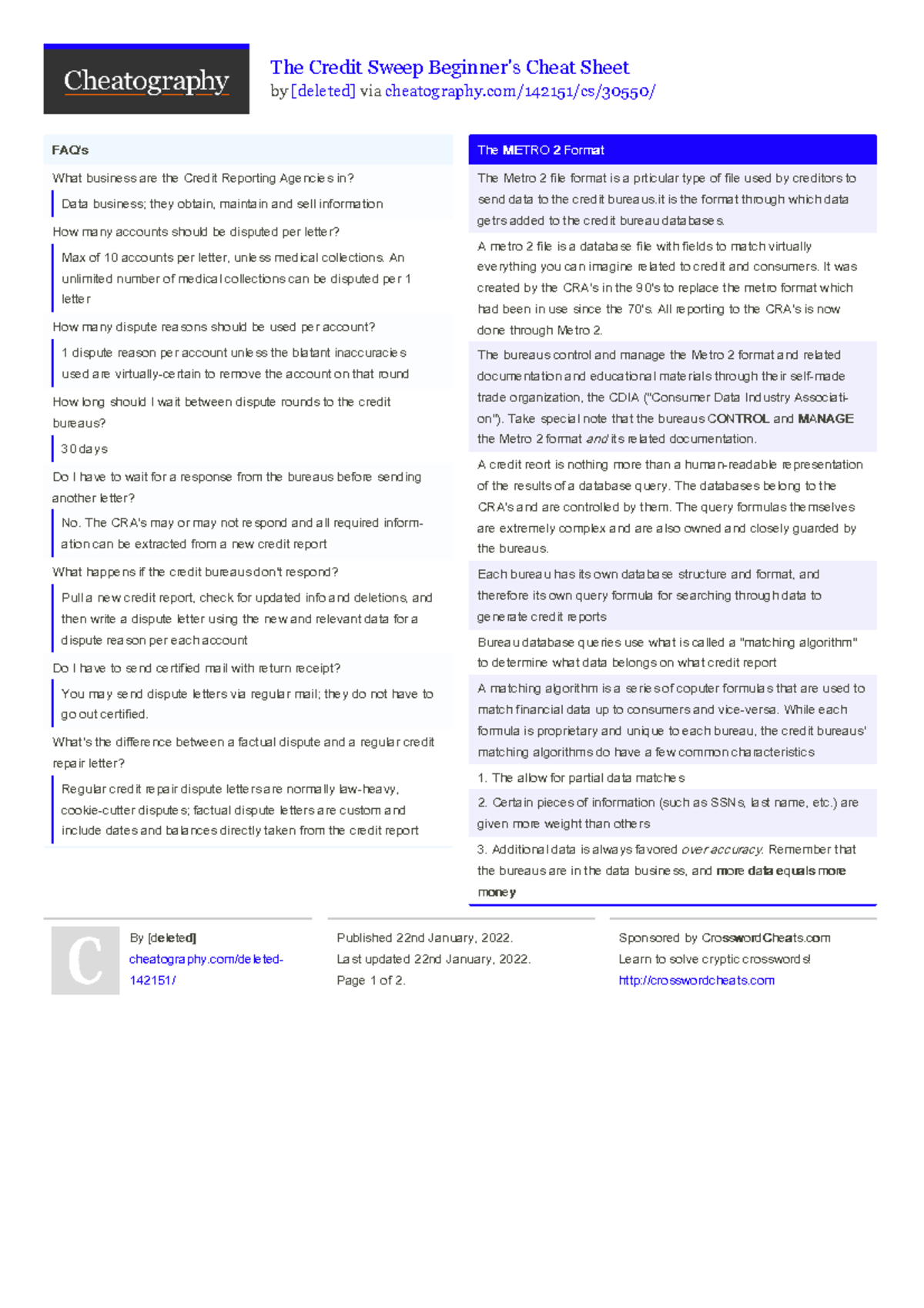 Credit-sweep-beginner - The Credit Sweep Beginner's Cheat Sheet by ...