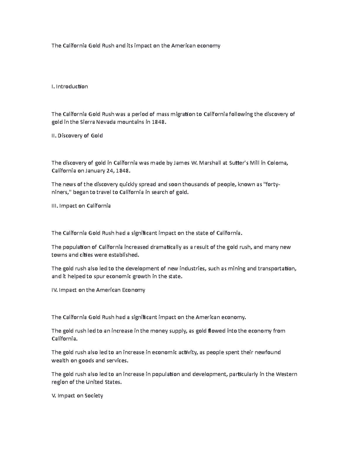 The California Gold Rush and its impact on the American economy ...