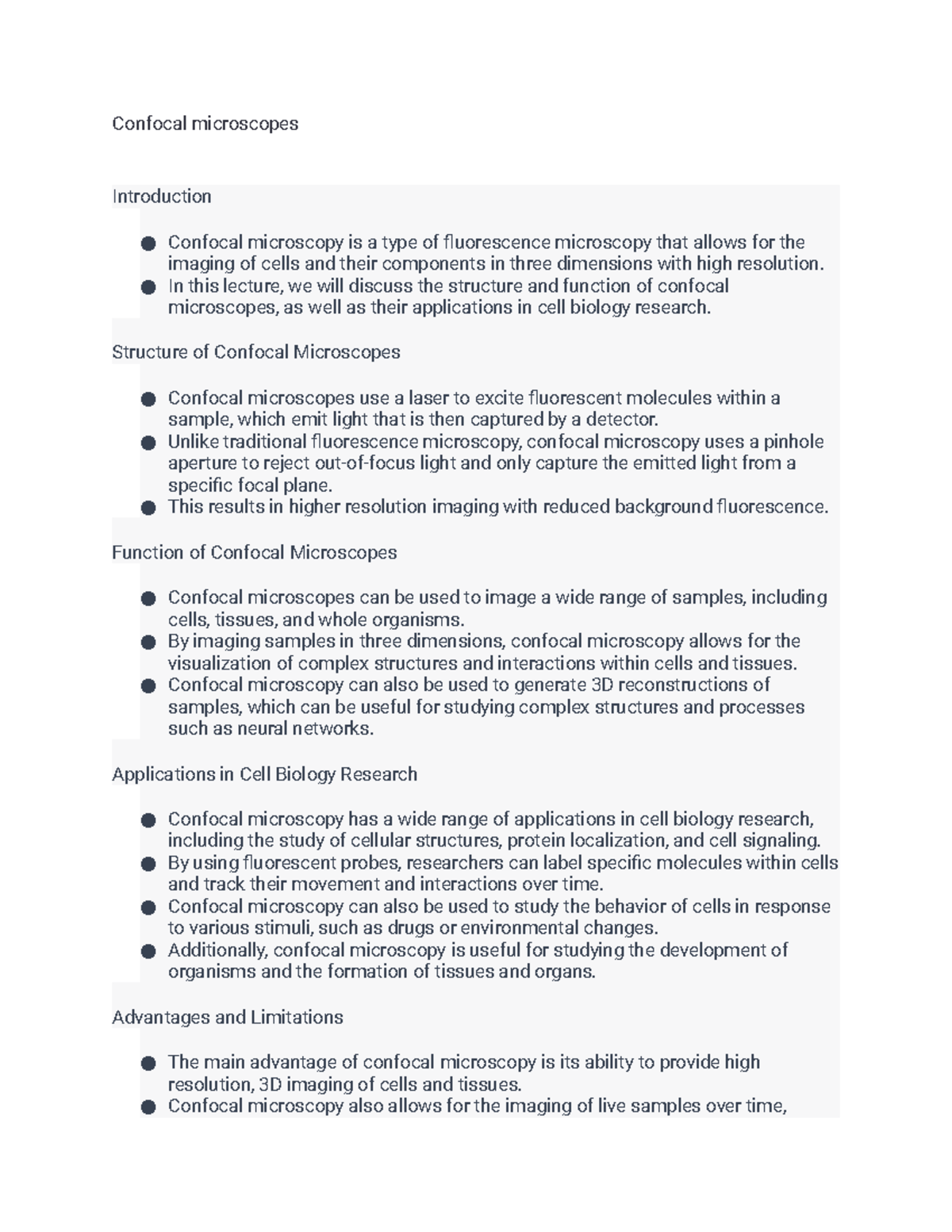 notes on Confocal microscopes - Confocal microscopes Introduction ...