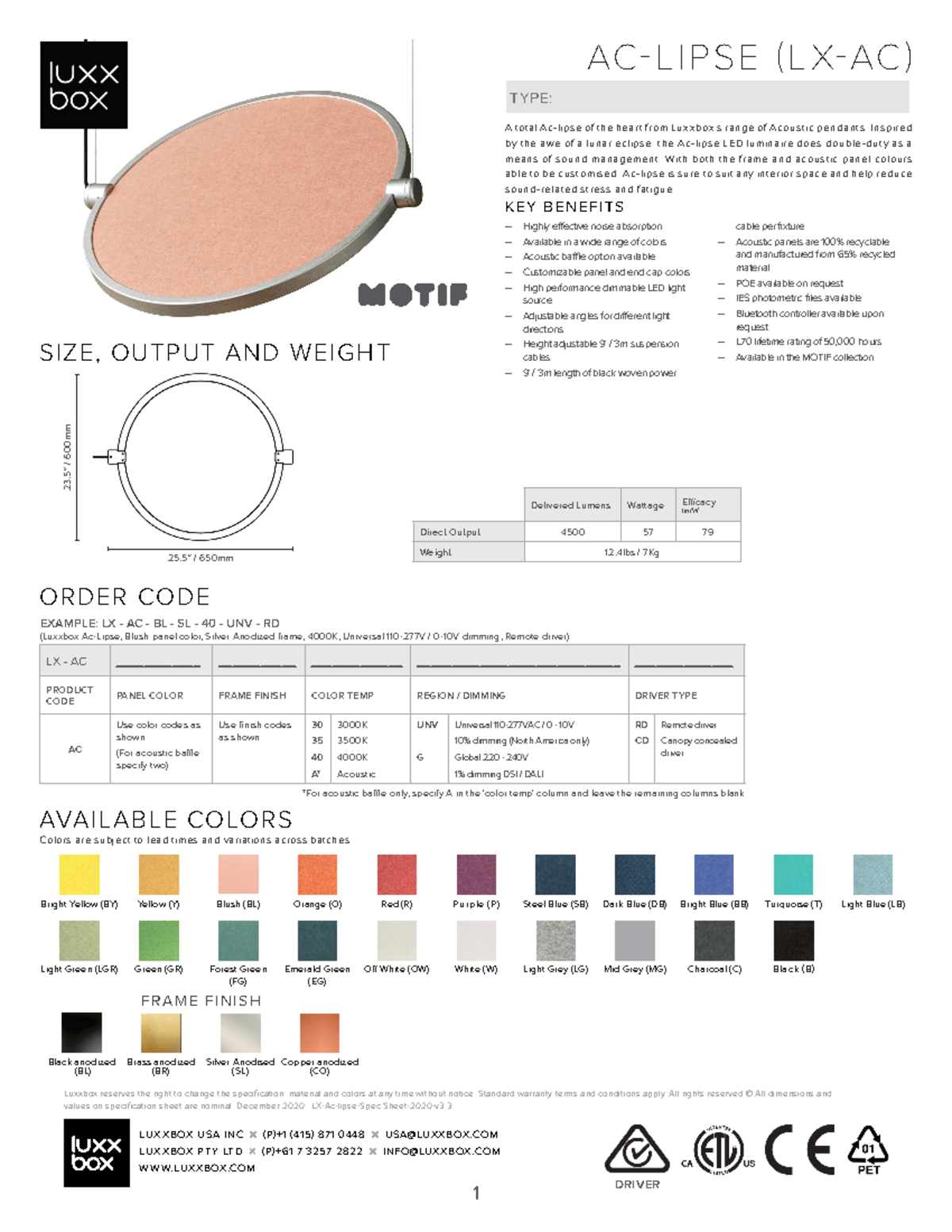 LX Ac lipse Spec Sheet 2020 v3 - ####### LUXXBOX USA INC (P)+1 (415 ...