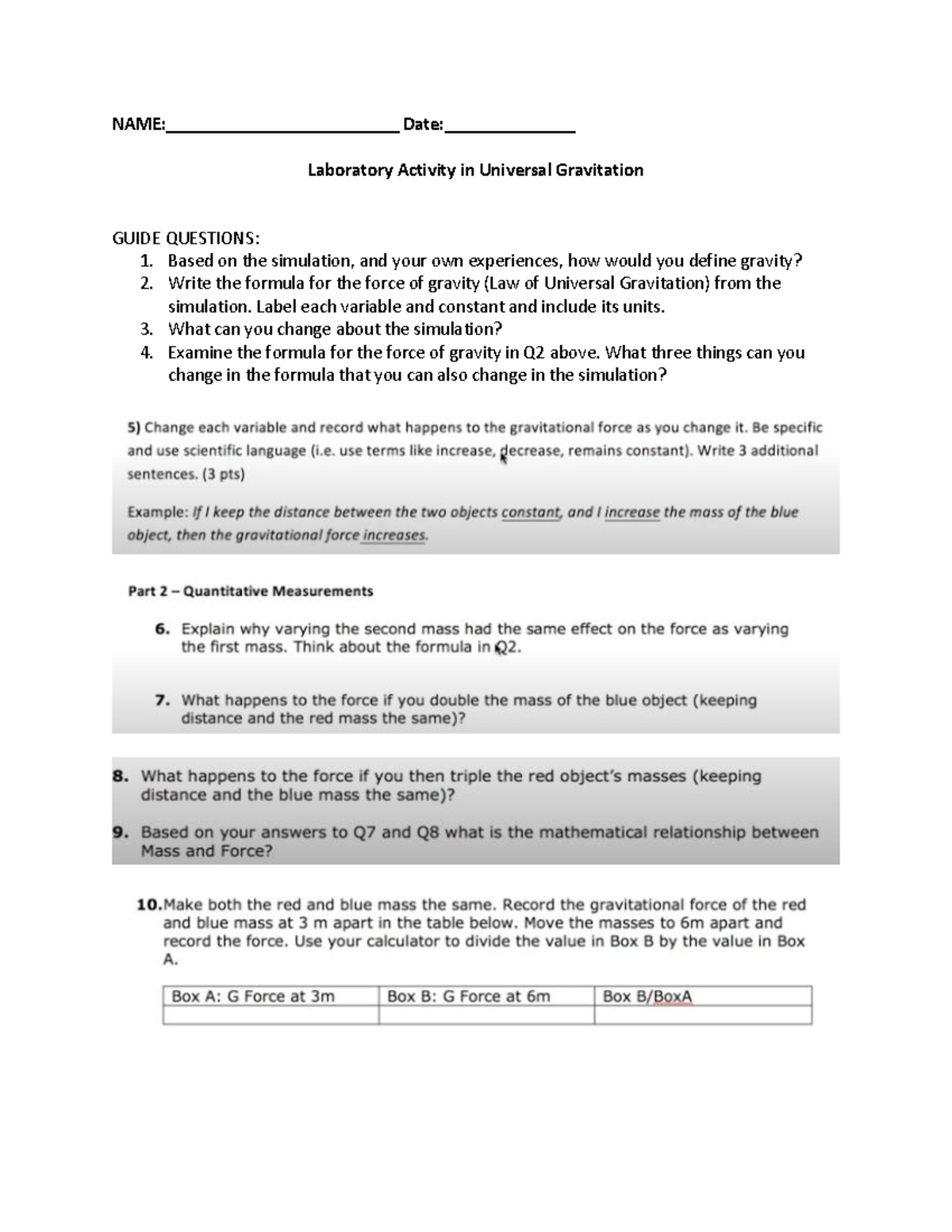 Lab-universal-gravitation - NAME:_________________________ Date ...