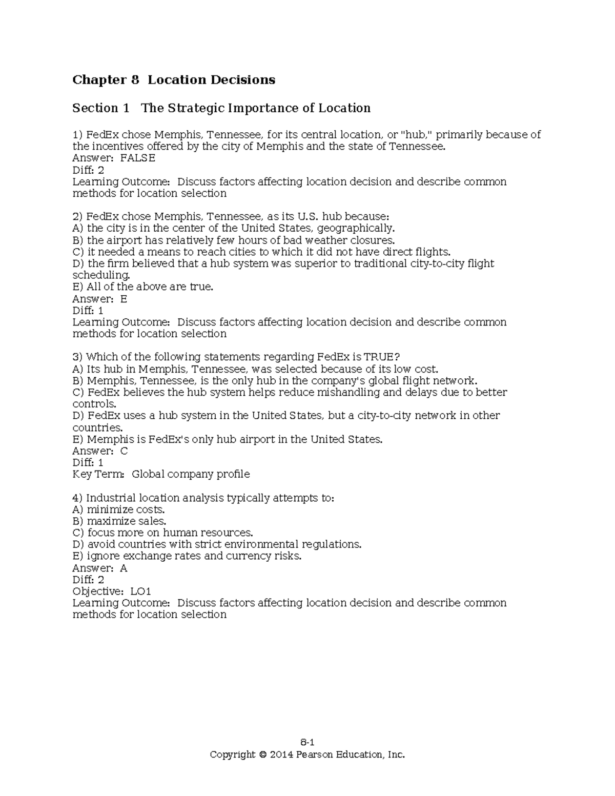 OM Ch-5 - This is a lecture notes fro OM Course - Chapter 8 Location ...