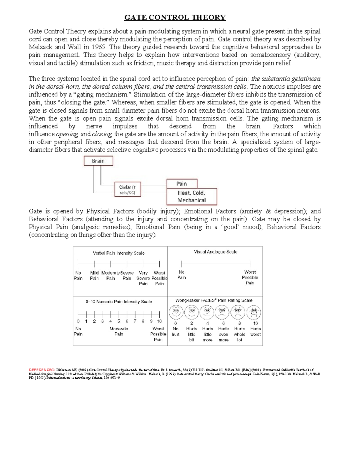 Gate Control Theory 2 - GATE CONTROL THEORY Gate Control Theory ...