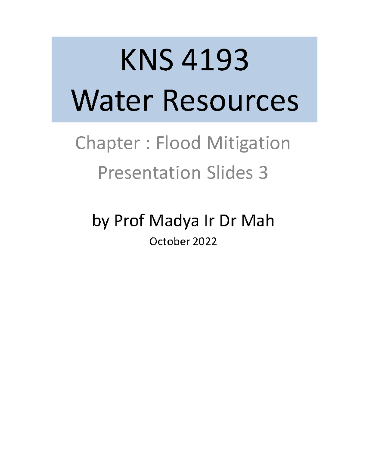 Flood Slide 3 - Water resources - Chapter : Flood Mitigation ...