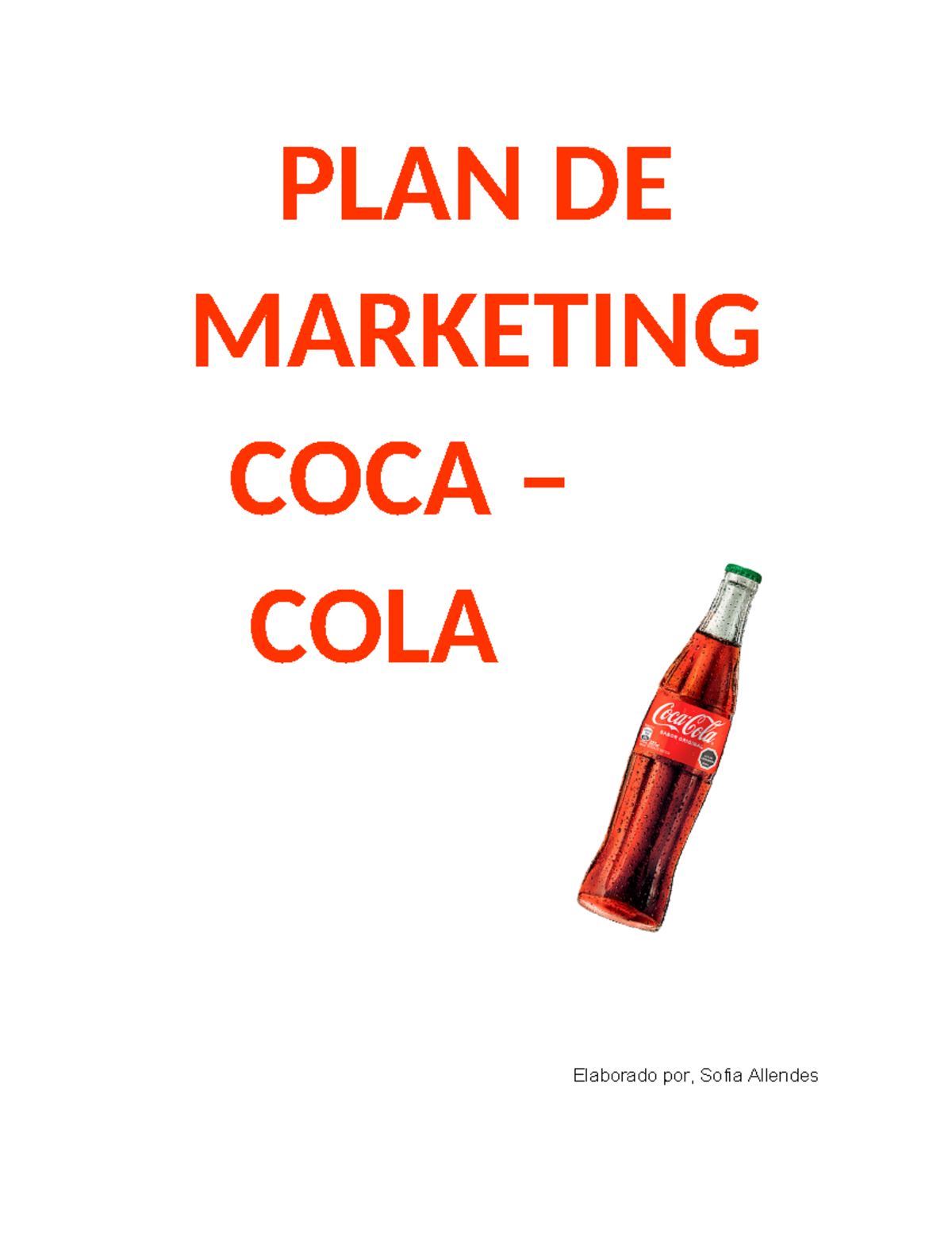 Plan de Marketing digital - PLAN DE MARKETING COCA – COLA Elaborado por ...