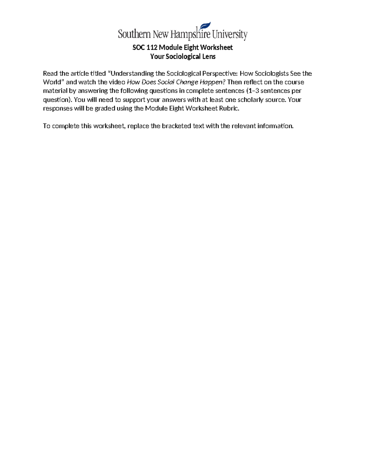 SOC 112 Module Eight Worksheet Webster Mellissa - SOC 112 Module Eight ...