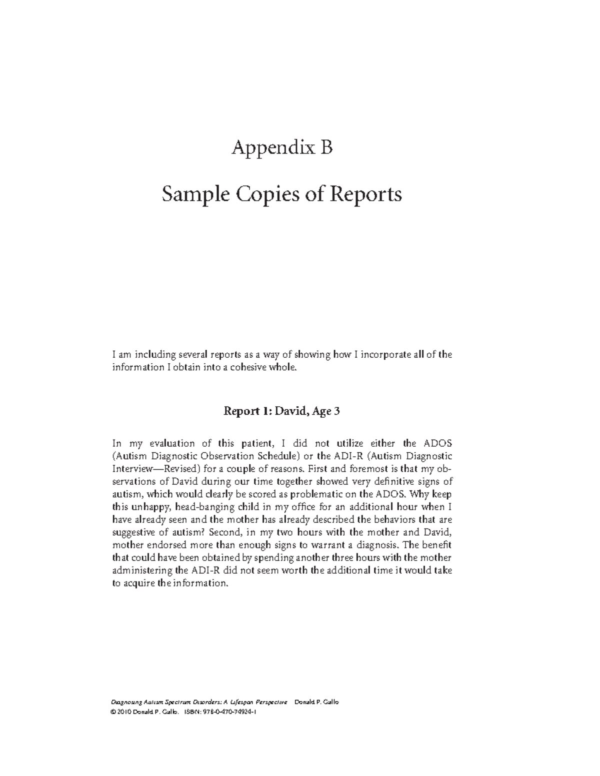 Diagnosing Autism Spectrum Disorders - 2010 - Gallo - Appendix B Sample ...