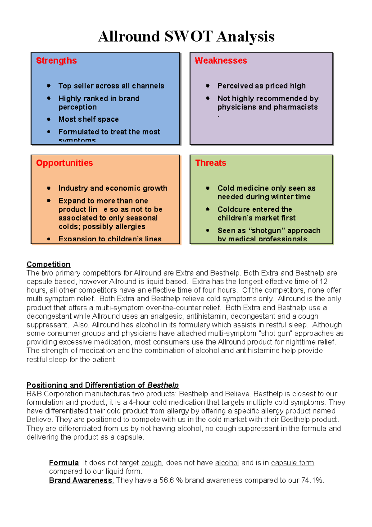 BA 330 Purple team SWOT analysis - Allround SWOT Analysis Competition ...