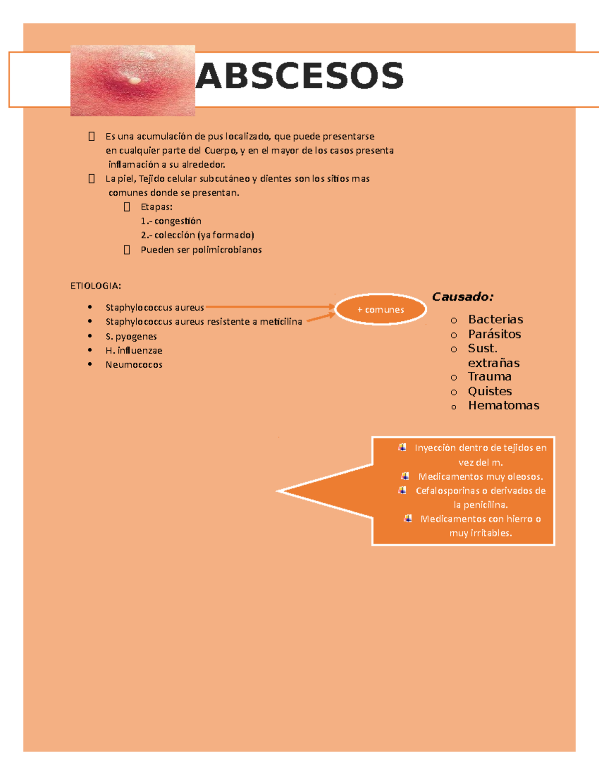 Resumen Absesos - ####### Abscesos infecciosos causados por agentes ...