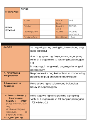 Matatag-lesson-exemplar - PILOT IMPLEMENTATION OF THE MATATAG K TO 10 ...