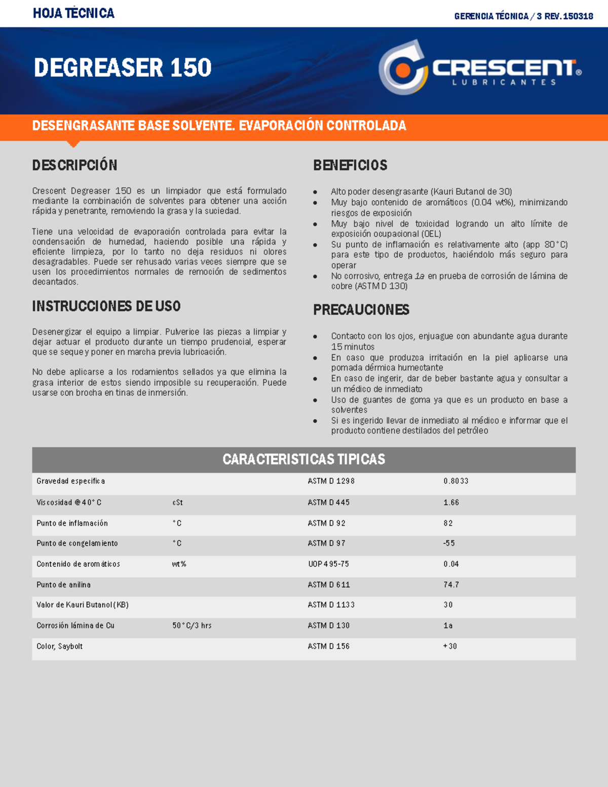 090053 Degreaser 150 - 050300 Hydraulic Premium F-AW - CARACTERISTICAS ...