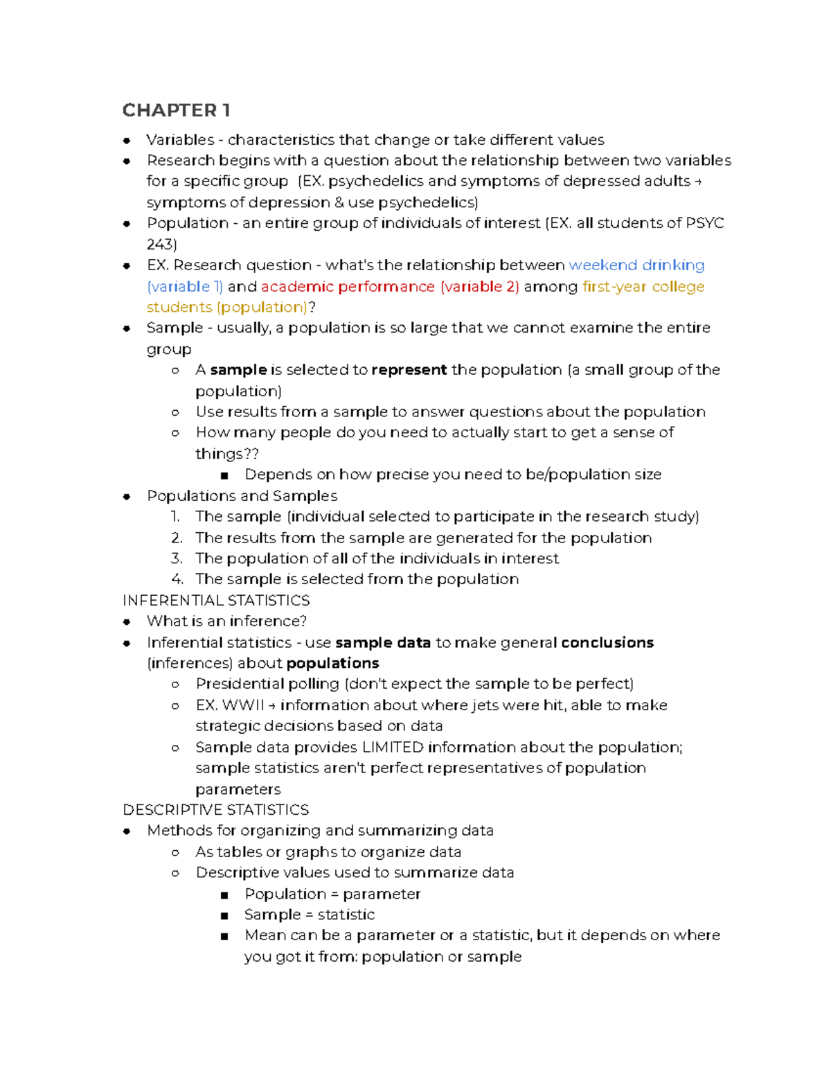 Chapter 1 Lecture Notes - CHAPTER 1 Variables - characteristics that ...