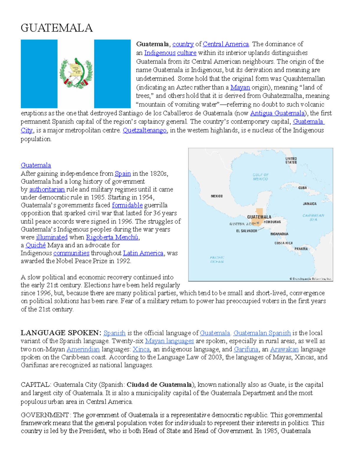 all about guatemala - GUATEMALA Guatemala, country of Central America ...