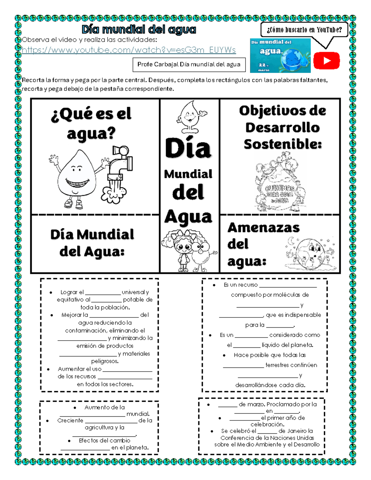 Actividades día mundial del agua - Profe. Carbajal - Observa el video y realiza las actividades ...