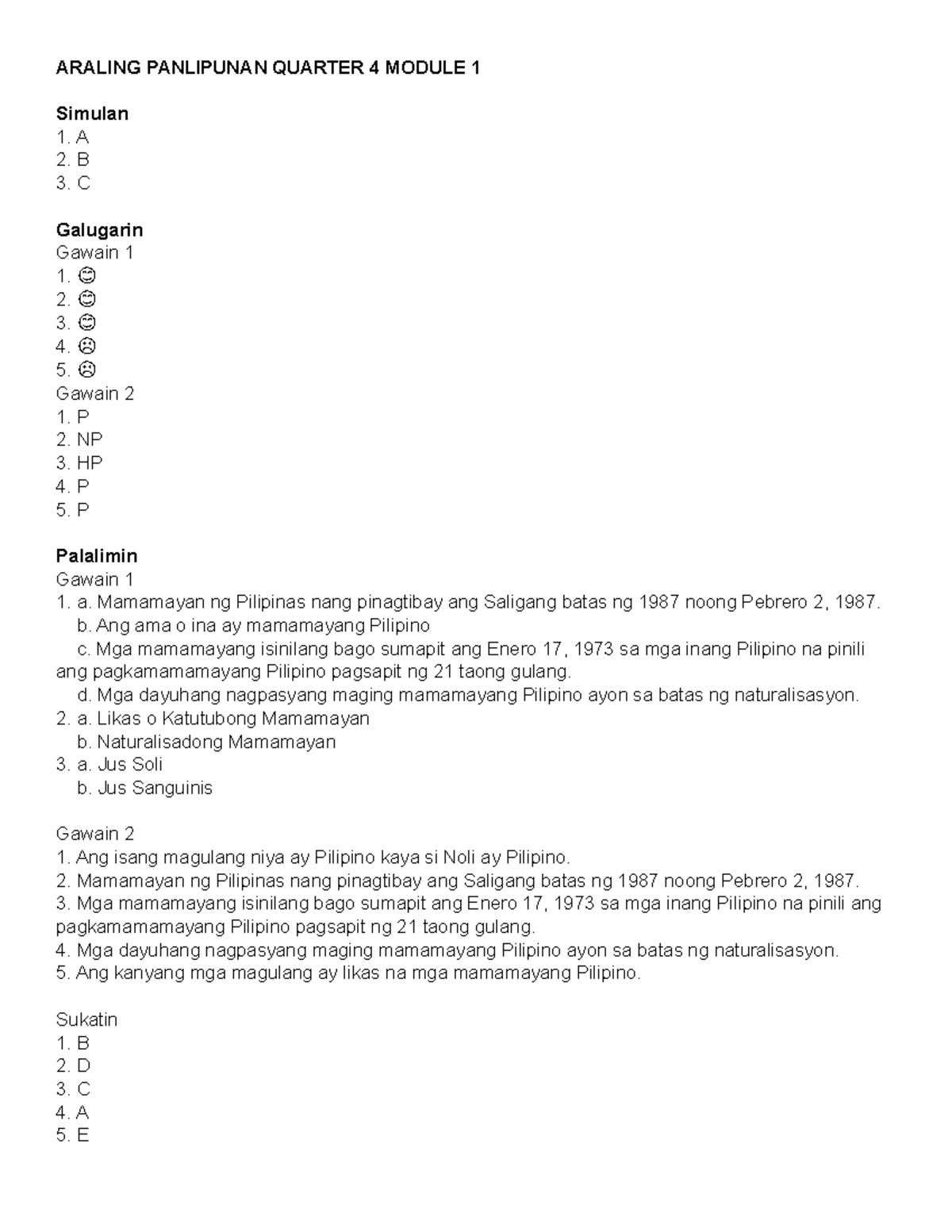 Araling Panlipunan Quarter 4 Module 1 - ARALING PANLIPUNAN QUARTER 4 ...