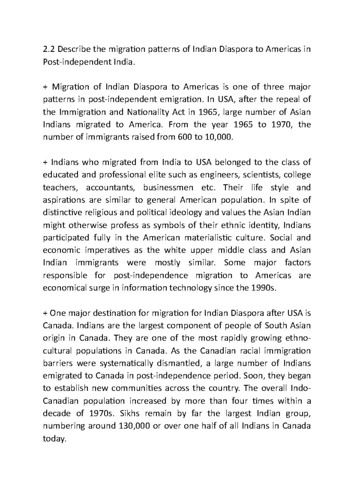 2 - hand written assignments - 2 Describe the migration patterns of ...