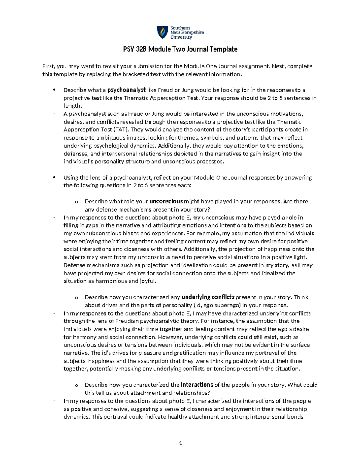 PSY 328 Module Two Journal Template - PSY 328 Module Two Journal ...