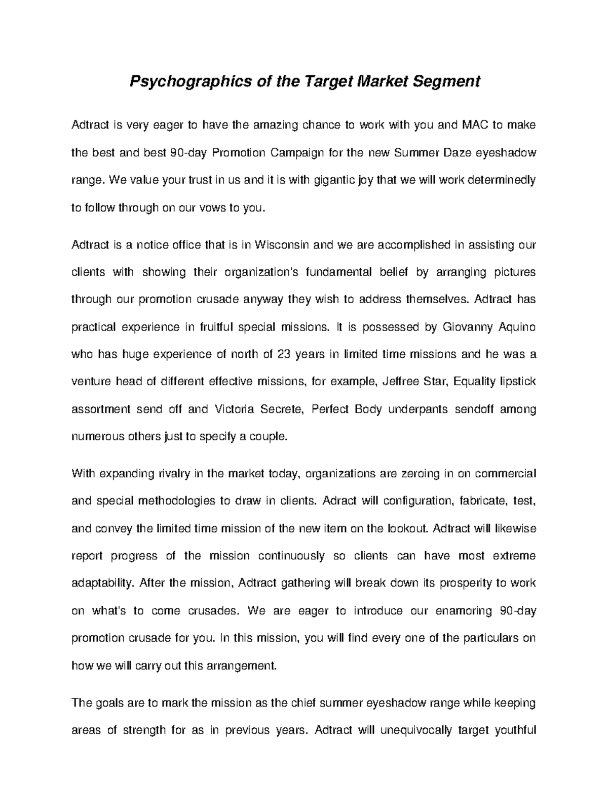 Psychographics of the Target Market Segment - We value your trust in us ...