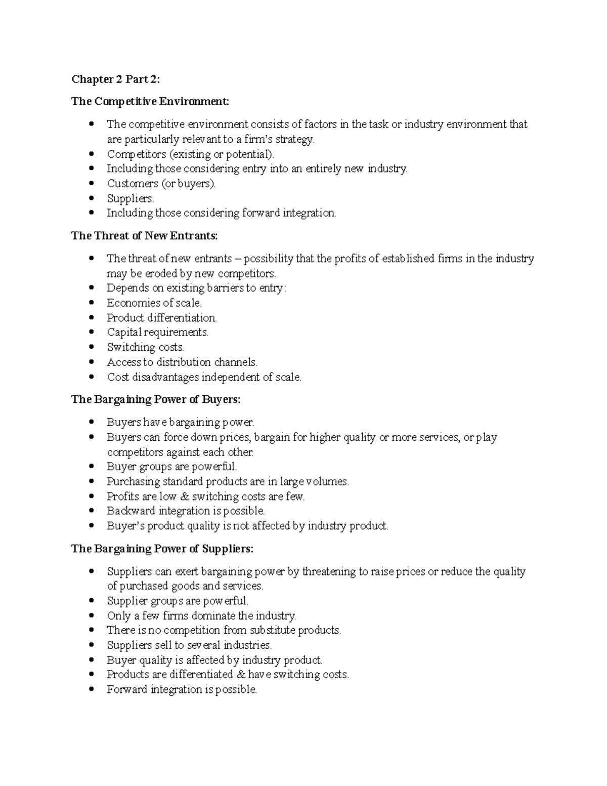 MGMT 01 - Business capstone notes chapter 2 - Chapter 2 Part 2: The ...