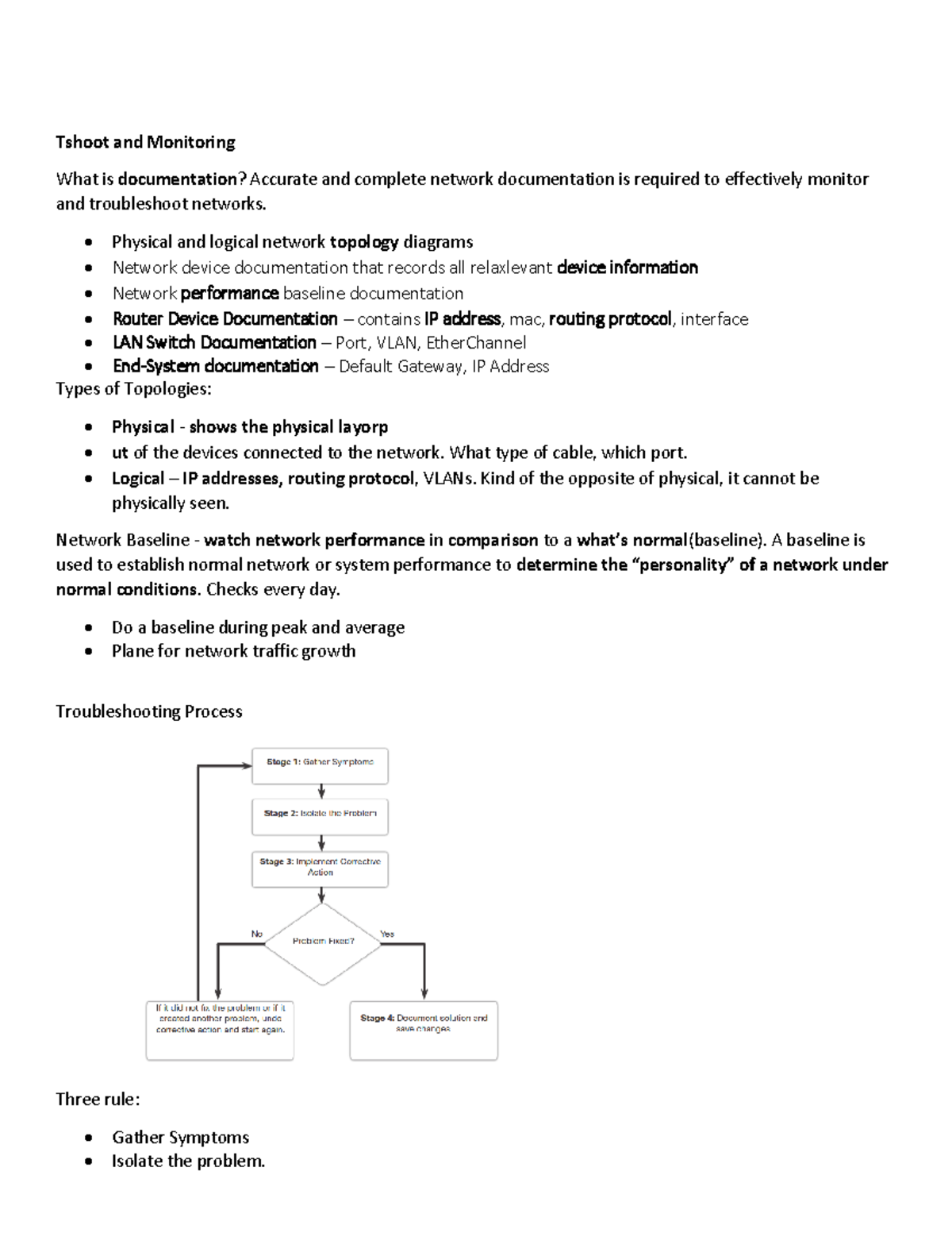 Advanced Networking - Notes II - Tshoot and Monitoring What is ...